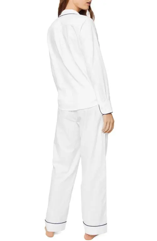 PETITE PLUME Classic Cotton Woven Twill Pajamas - White