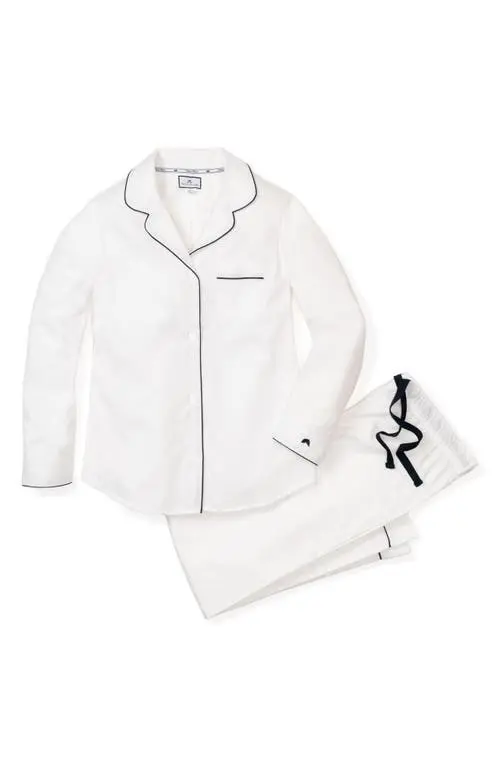 PETITE PLUME Classic Cotton Woven Twill Pajamas - White