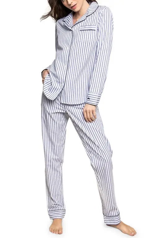 PETITE PLUME French Ticking Stripe Pajamas - Navy