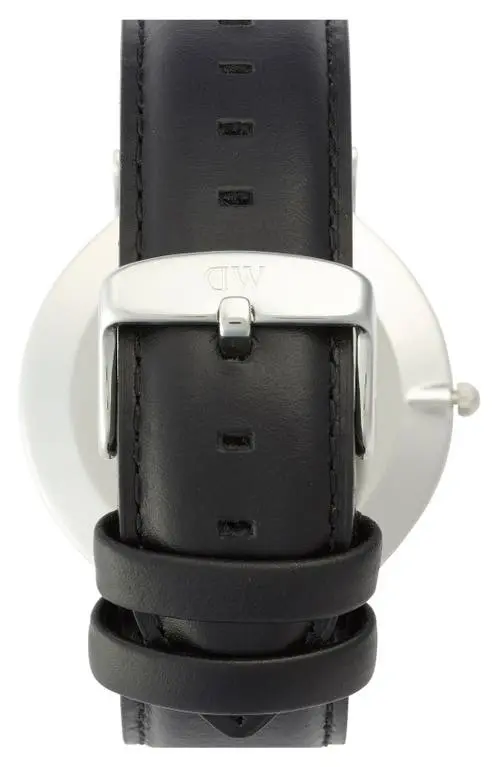 DANIEL WELLINGTON Leather Strap Watch - Silver/white/silver