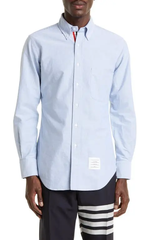 Thom Browne Cotton Button-down Shirt - Light Blue