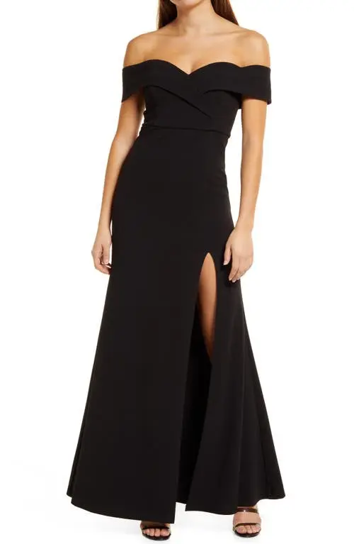 lulus off the shoulder black dress The Mignon Maxi Dress | Lulus