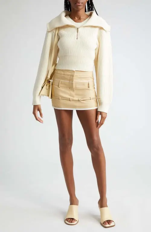 Jacquemus Risoul Merino Wool Layered Crop Sweater