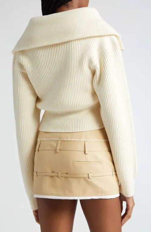 Jacquemus Risoul Merino Wool Layered Crop Sweater