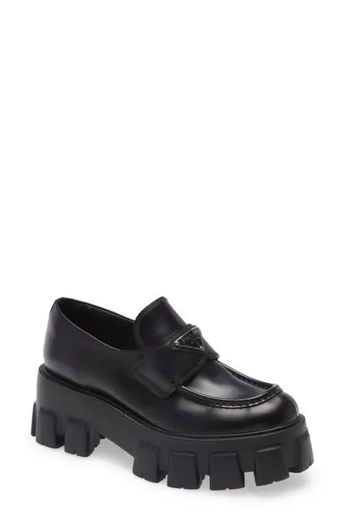 Prada Monolith Lug Sole Loafer - Nero