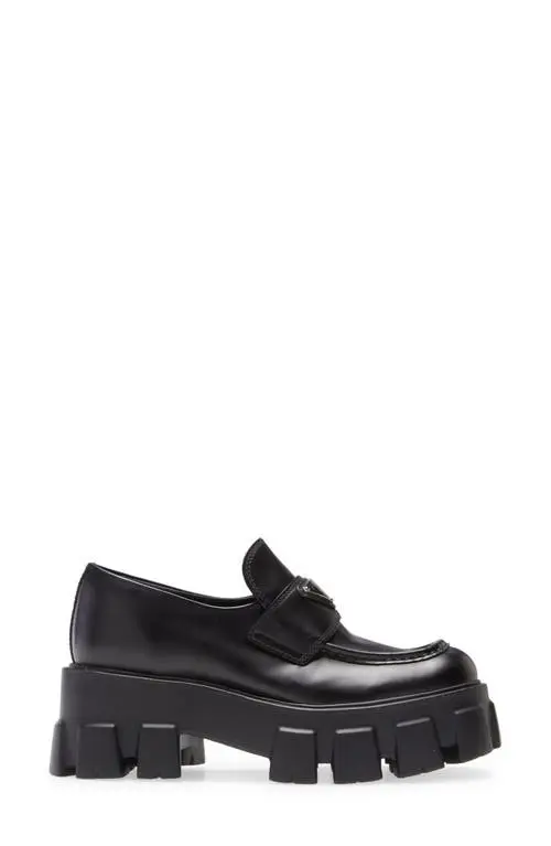 Prada Monolith Lug Sole Loafer - Nero