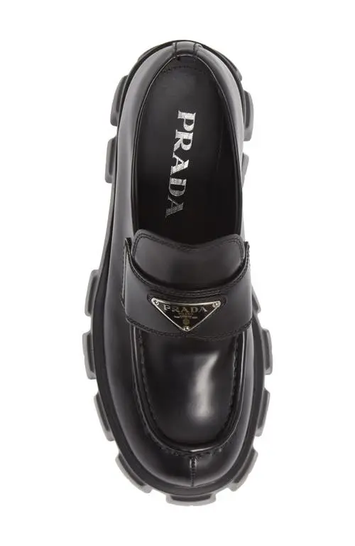 Prada Monolith Lug Sole Loafer - Nero
