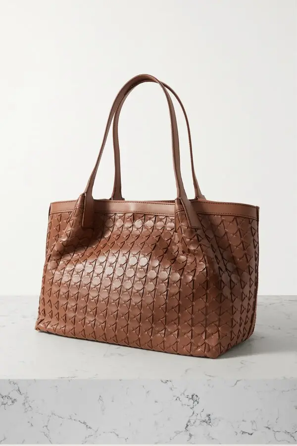 SERAPIAN Secret Small Woven Leather Tote - Brown