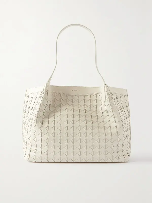 SERAPIAN Secret Small Woven Leather Tote - Neutrals