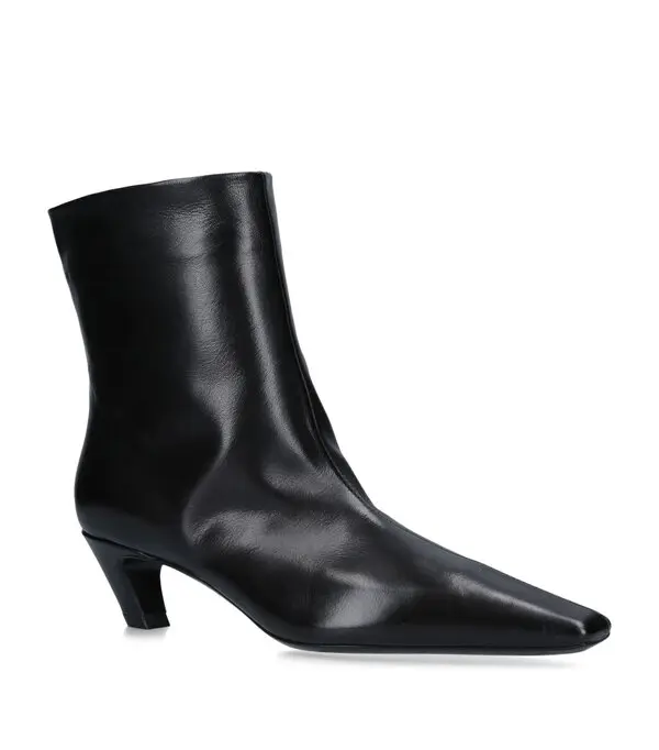 Khaite Leather Arizona Heeled Ankle Boots