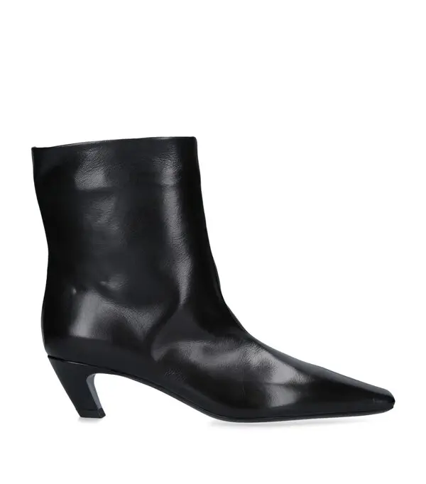 Khaite Leather Arizona Heeled Ankle Boots
