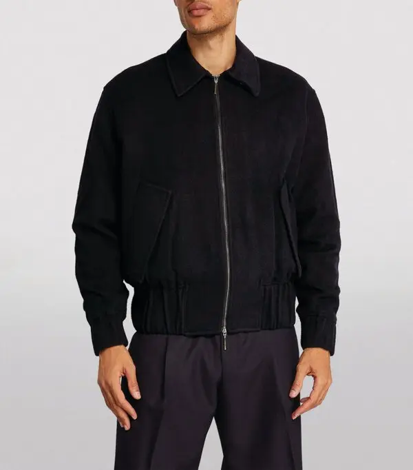 Buy Studio Nicholson Wool Powell Bomber Jacket - Navy At 29% Off