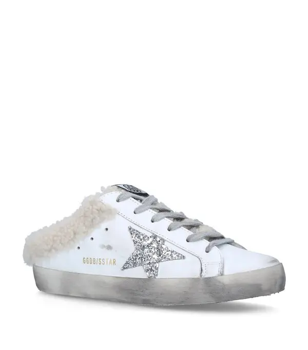 GOLDEN GOOSE Shearling Superstar Slip-on Sneakers - White