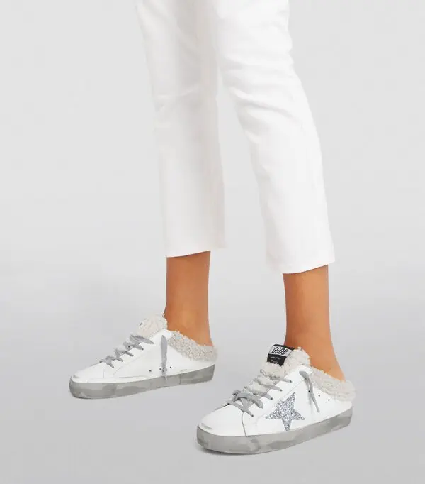 GOLDEN GOOSE Shearling Superstar Slip-on Sneakers - White