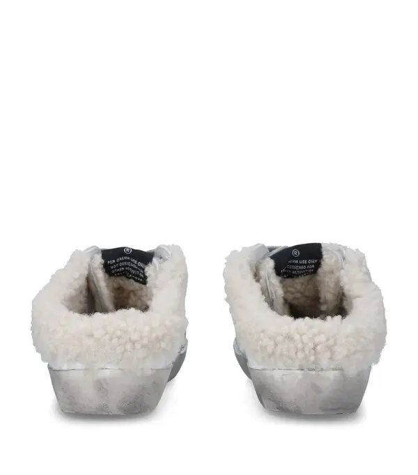 GOLDEN GOOSE Shearling Superstar Slip-on Sneakers - White