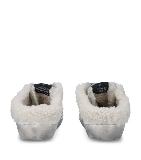 GOLDEN GOOSE Shearling Superstar Slip-on Sneakers - White
