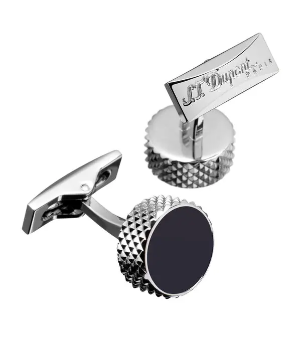 S.t. Dupont Palladium Round Cufflinks - Black