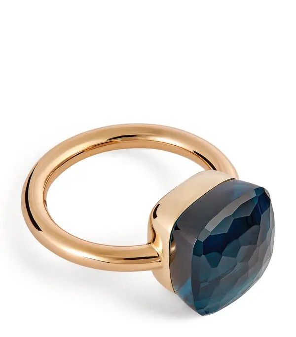 Pomellato Mixed Gold And London Topaz Nudo Maxi Ring - Blue
