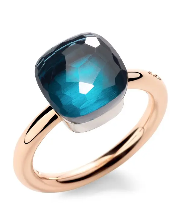Pomellato 18k Gold And London Topaz Nudo Classic Ring - Blue