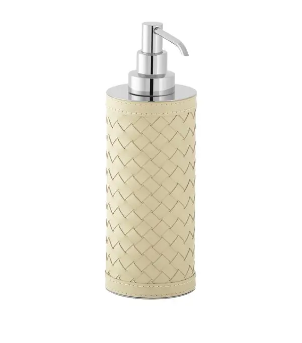 RIVIERE Leather Woven Soap Dispenser - Ivory