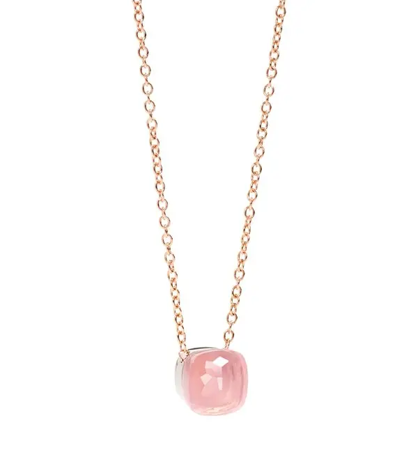 Pomellato Rose Gold, Rose Quartz And Chalcedony Nudo Necklace - Pink