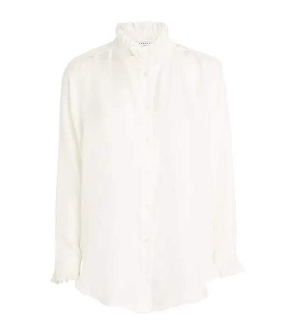 Sandro Silk Gathered-collar Shirt - Beige