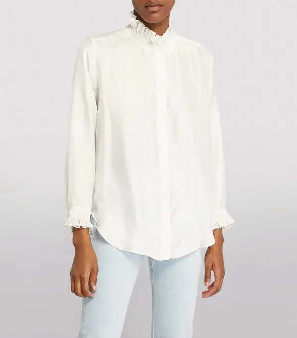 Sandro Silk Gathered-collar Shirt