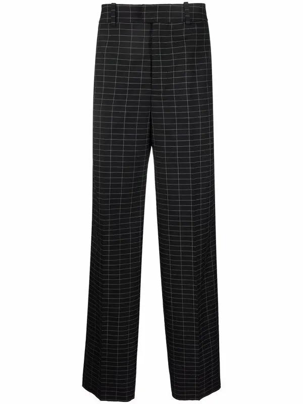 Off-White Grid Pattern Straight Leg Trousers - Black