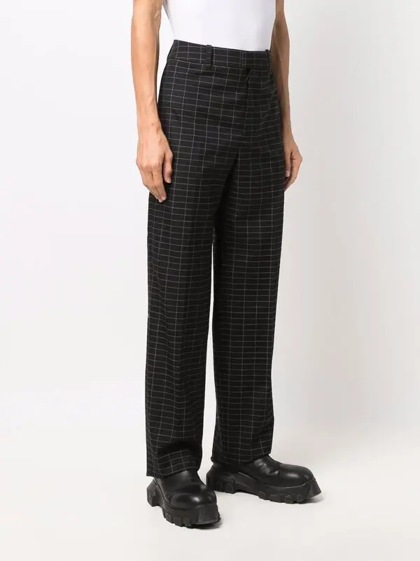 Off-White Grid Pattern Straight Leg Trousers