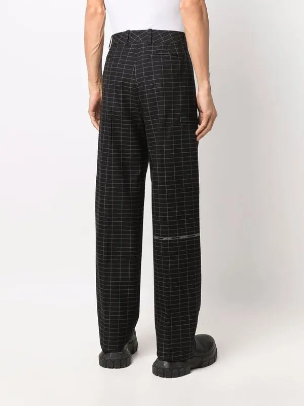 Off-White Grid Pattern Straight Leg Trousers