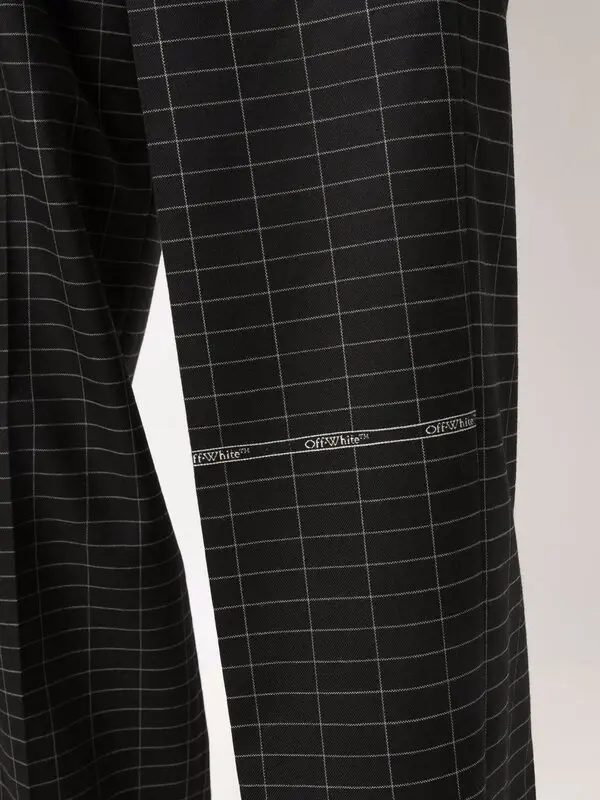 Off-White Grid Pattern Straight Leg Trousers