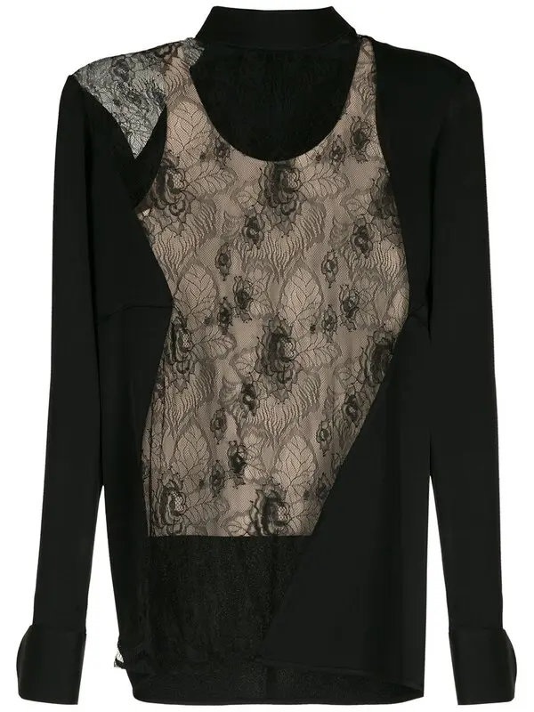 GLORIA COELHO Lace Crepe Blouse