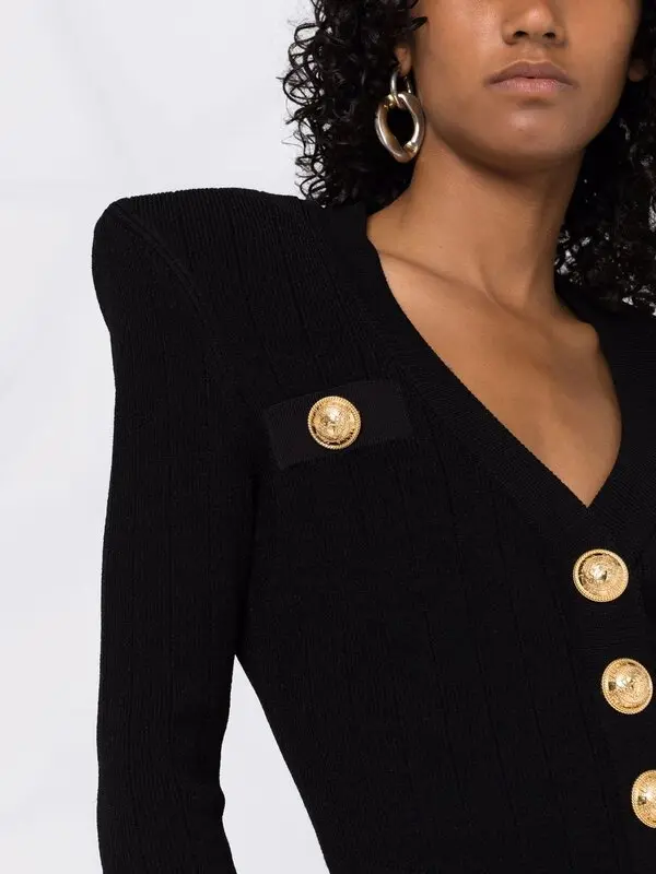 Balmain Logo-button Cropped Knitted Cardigan