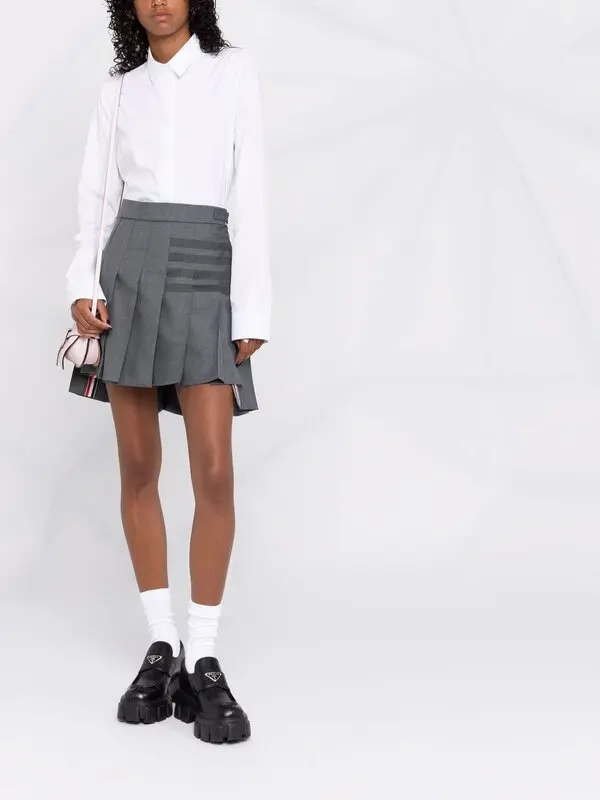 Thom Browne 4-bar Pleated Mini Skirt - Grey