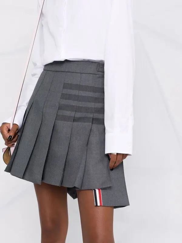 Thom Browne 4-bar Pleated Mini Skirt - Grey