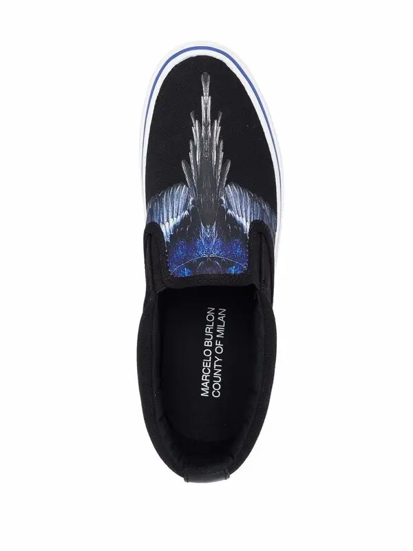 COUNTY OF MILAN Marcelo Burlon Wings Print Slip-on Sneakers