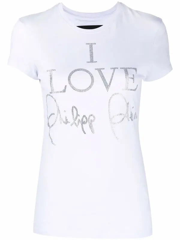 Philipp Plein I Love Crystal-embellished T-shirt - White