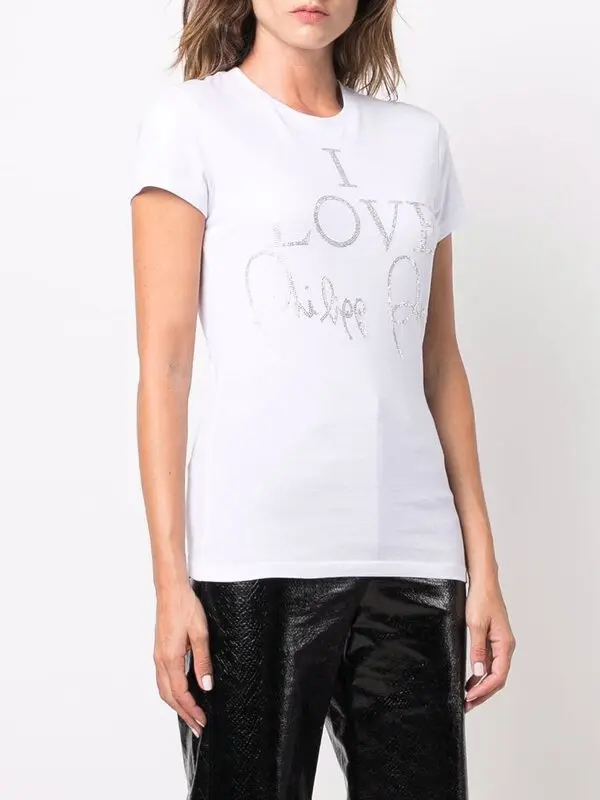Philipp Plein I Love Crystal-embellished T-shirt - White