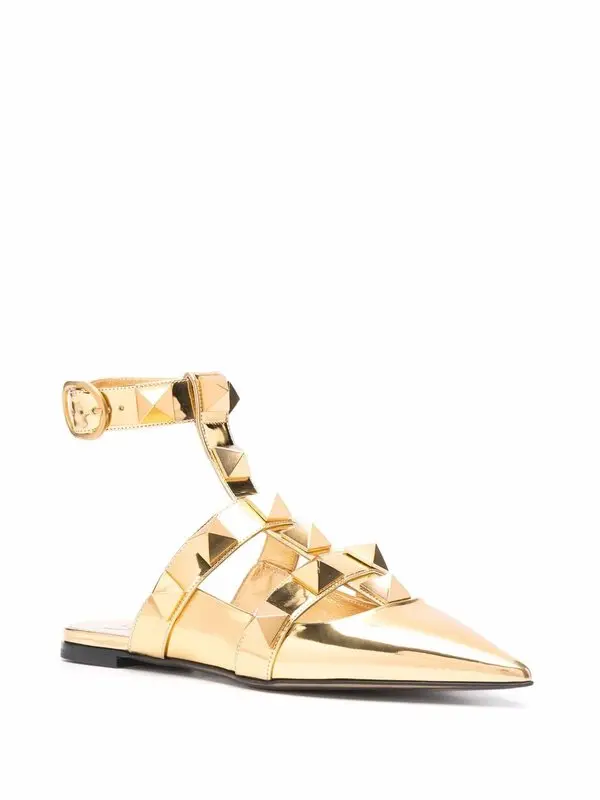 Valentino Garavani Roman Stud Pointed-toe Ballerina Shoes