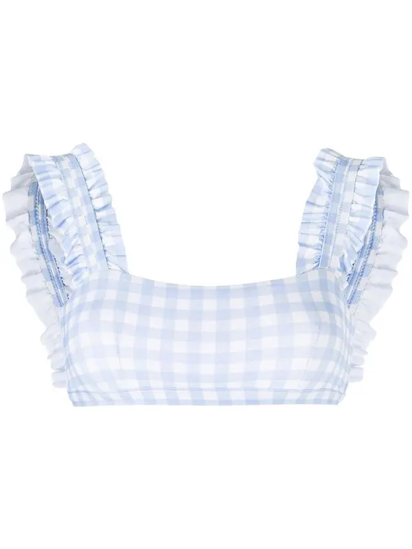 Ephemera Gingham-print Bikini Top - Blue