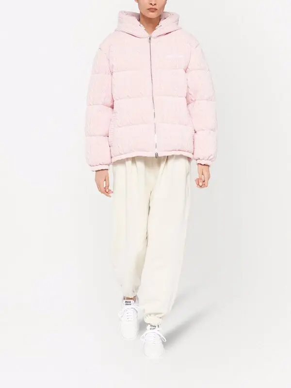 新品未使用★MISTREASS Cable Knit Padded Jacket Miu Miu Cable-Knit Padded Jacket - Pink | Editorialist