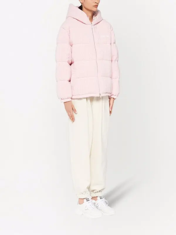 Miu Miu Cable-Knit Padded Jacket - Pink | Editorialist