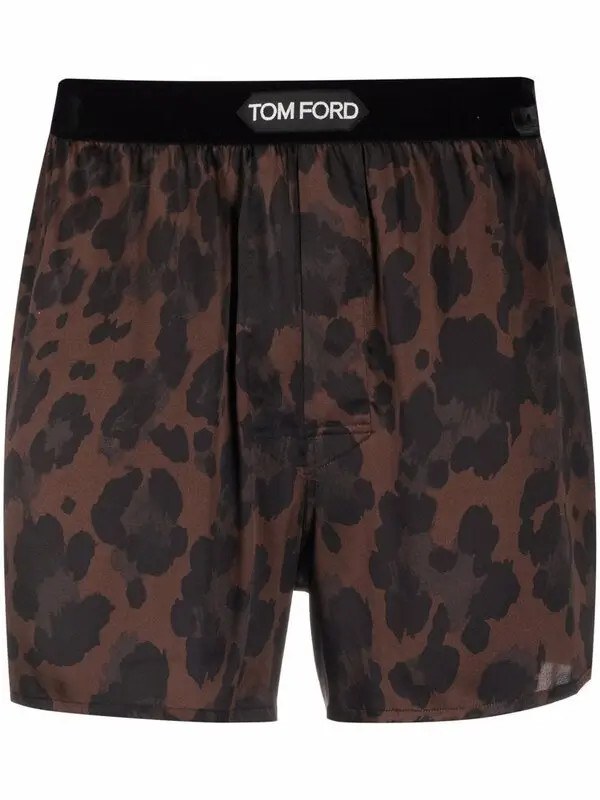 TOM FORD Leopard-print Boxers - Brown