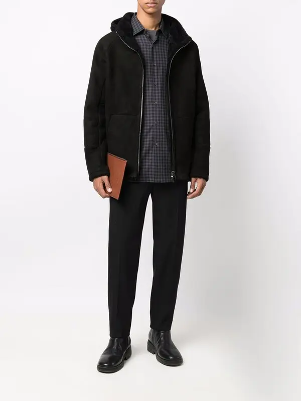 Salvatore Santoro Suede Zip-Up Hoodie In Black - 38% Off