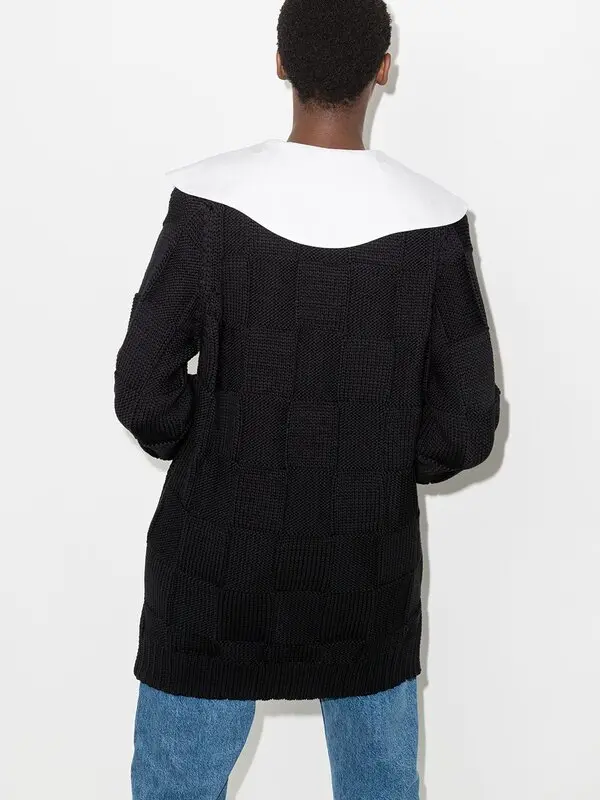 GANNI Smiley Motif Oversized Collar Cardigan