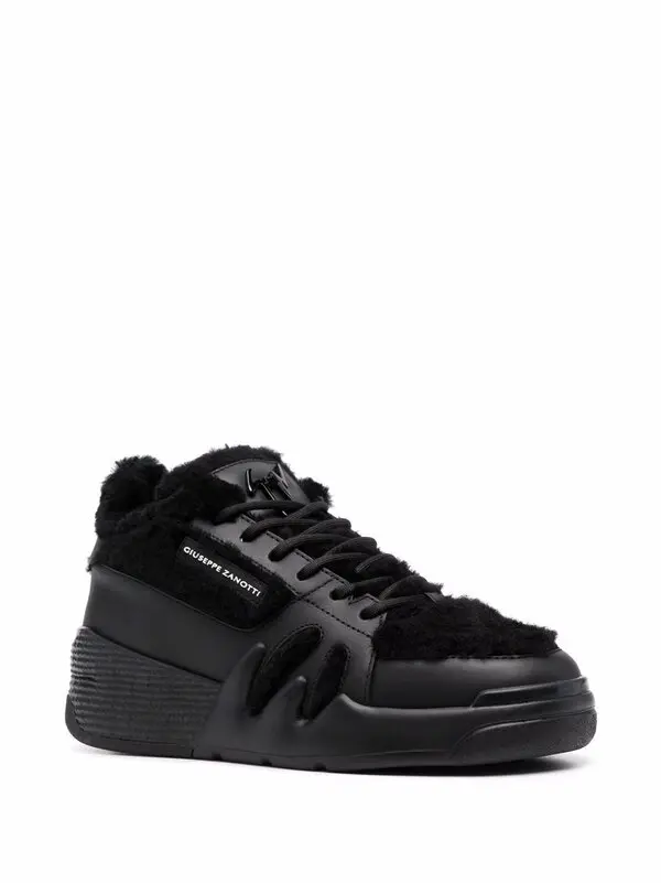 GIUSEPPE ZANOTTI Talon Shearling-trim High-top Sneakers - Black