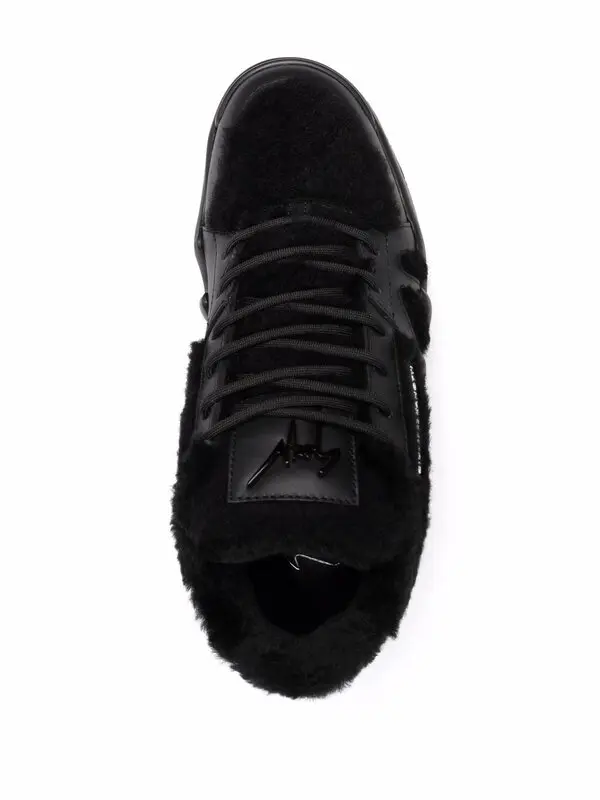 GIUSEPPE ZANOTTI Talon Shearling-trim High-top Sneakers - Black
