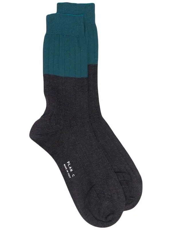 Plan C Ribbed Cotton Socks - Blue