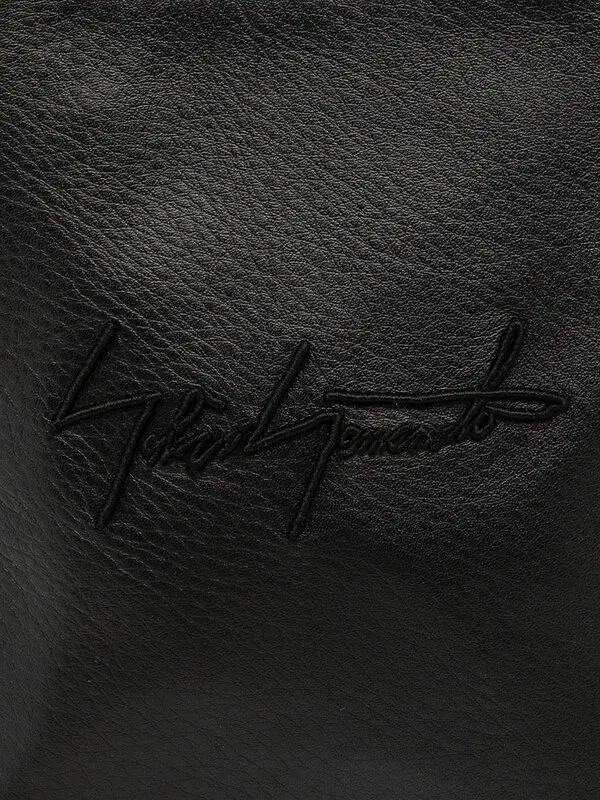 Yohji Yamamoto Logo-embroidered Leather Shoulder Bag