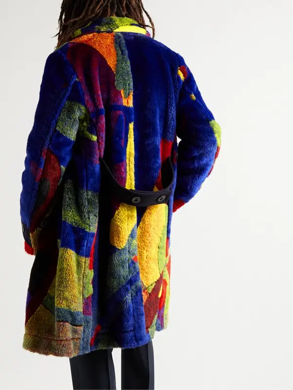 Sacai Kaws Faux Fur-jacquard Coat